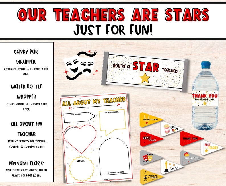 Movie Star Theme Teacher Appreciation Week Printable Editable Bundle ...