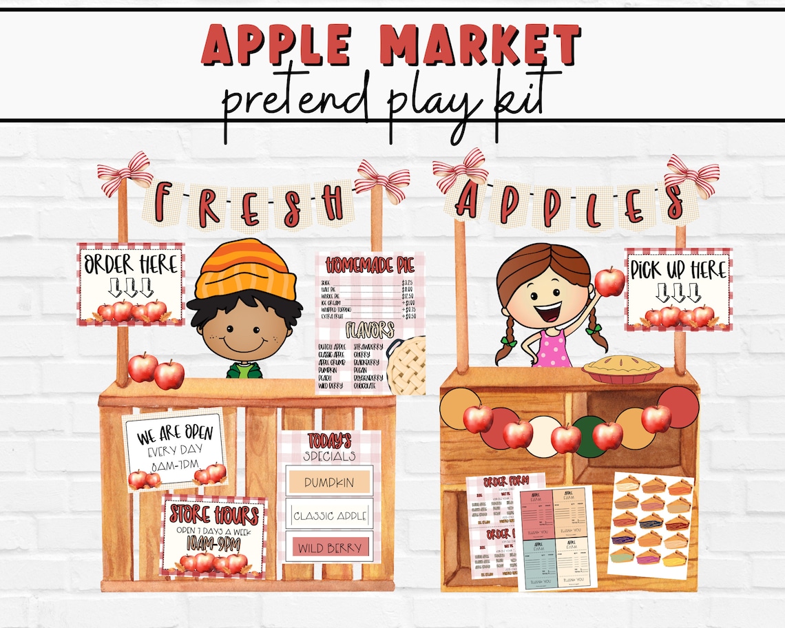 Pretend Play Apple Market Kit for Preschool | Dramatic Play Printable ...
