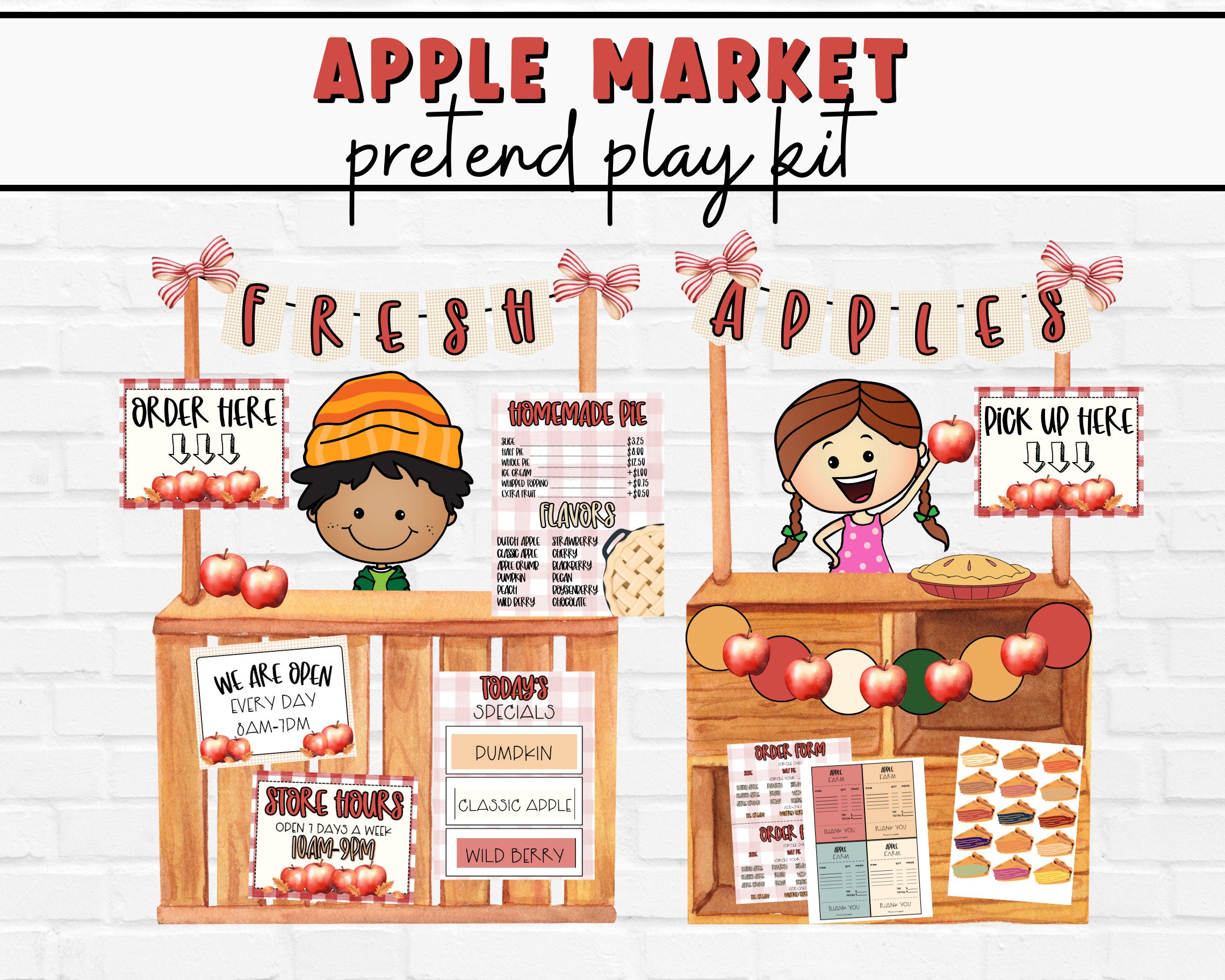 Pretend Play Apple Market Kit for Preschool | Dramatic Play Printable ...
