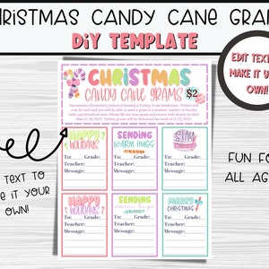 Candy Cane Gram School Fundraiser Flyer for PTA PTO Christmas Events ...