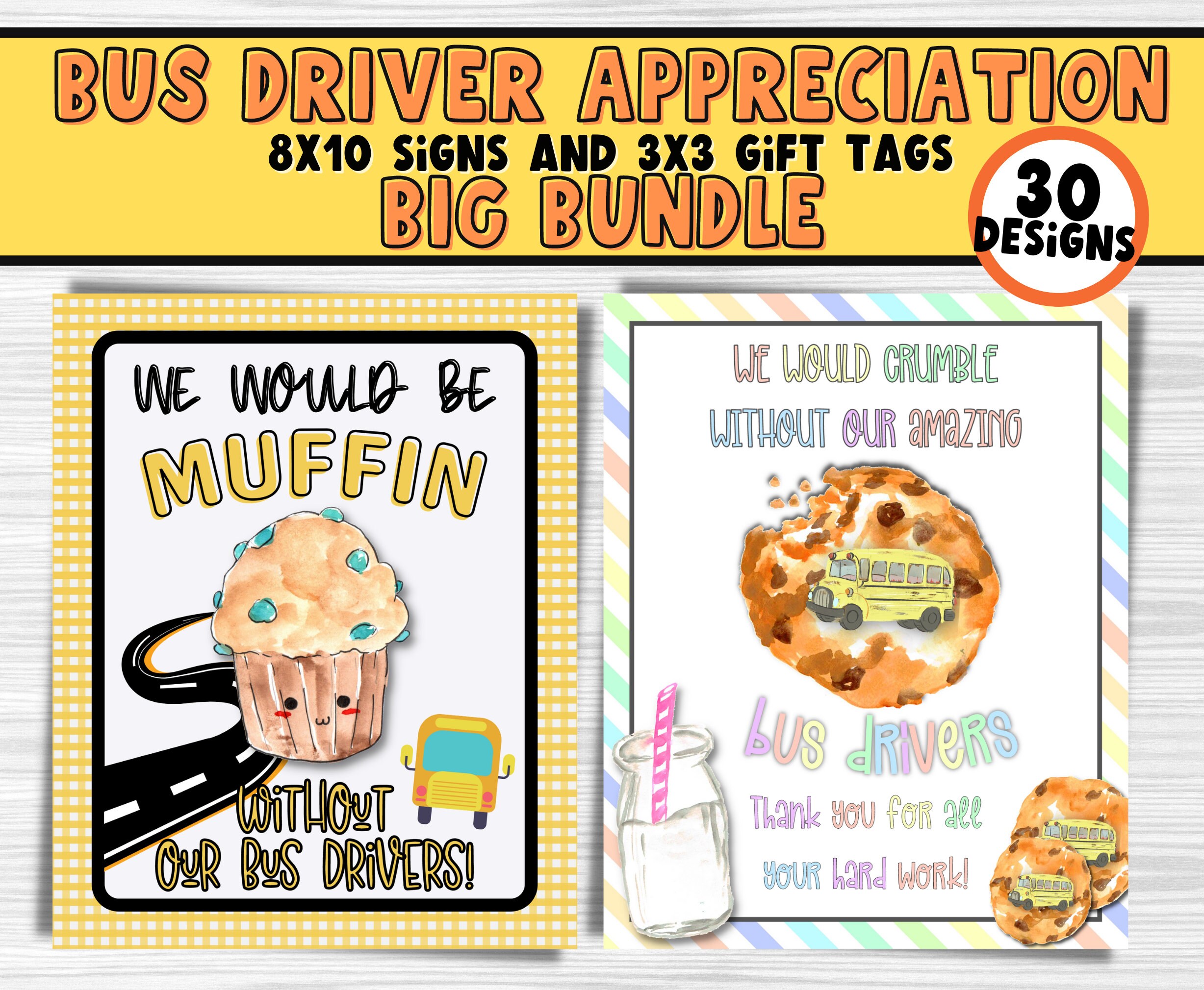 Bus Driver Appreciation Sign and Tag Bundle | Bus Driver Safety Week ...