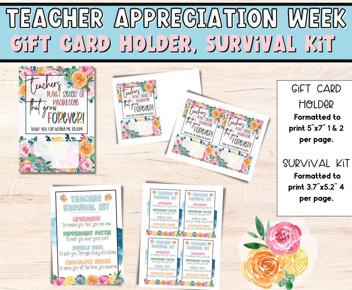 Teacher Appreciation Week Printable Editable Floral Grow Bloom Mini ...