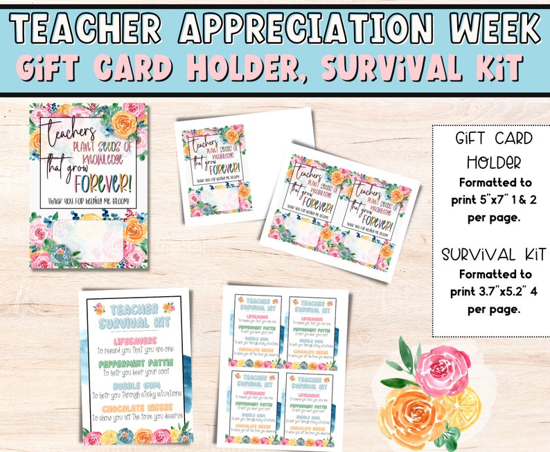 Teacher Appreciation Week Printable Editable Floral Grow Bloom Mini ...