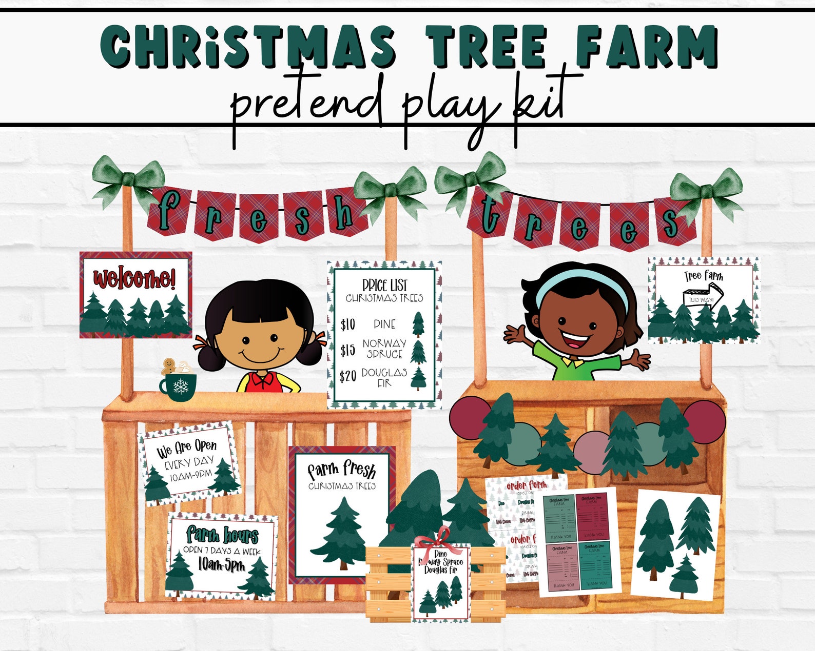 Pretend Play Christmas Tree Farm Kit for Preschool | Dramatic Play ...