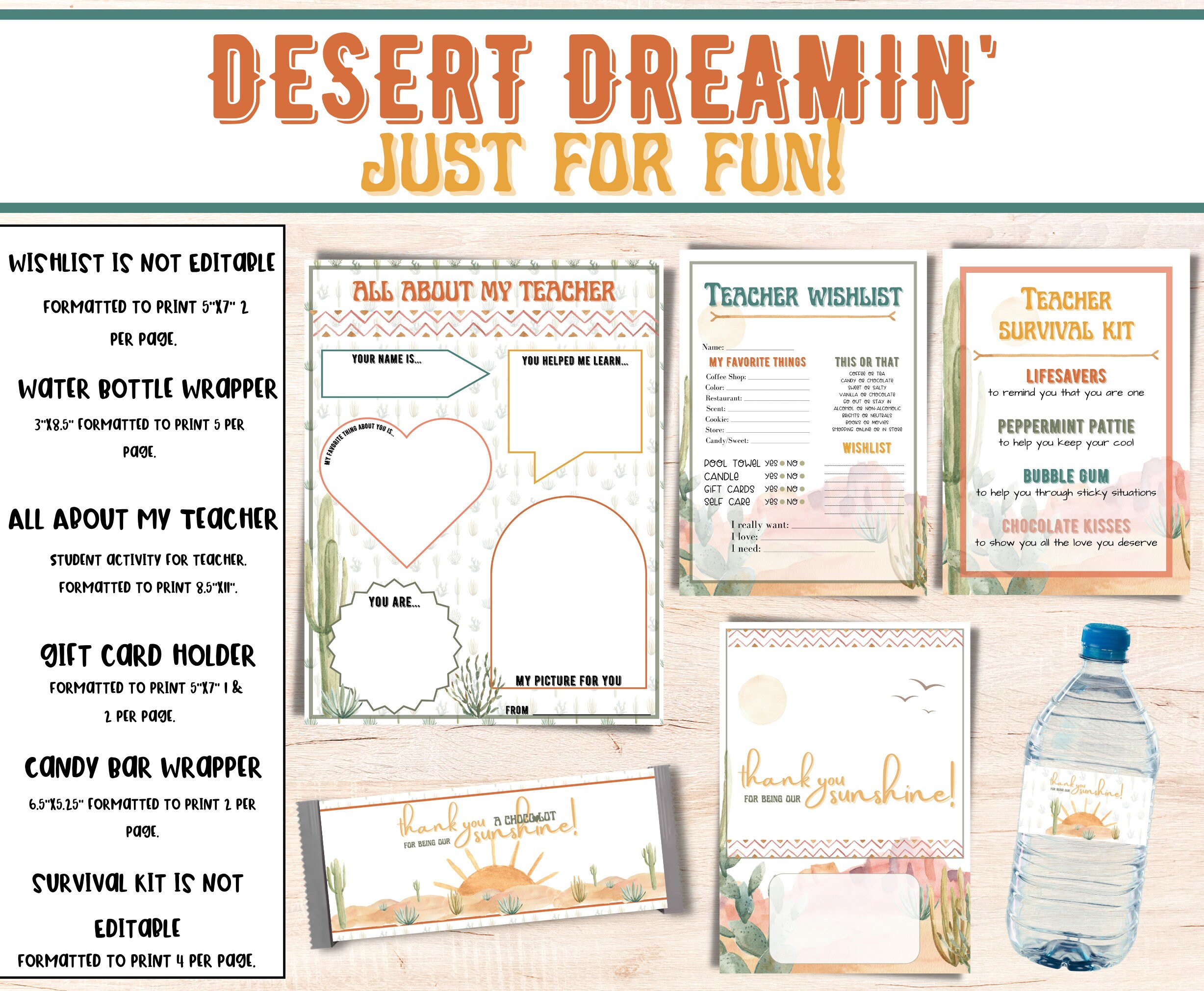 Desert Dreamin' Teacher Appreciation Week Itinerary & Printable Bundle ...