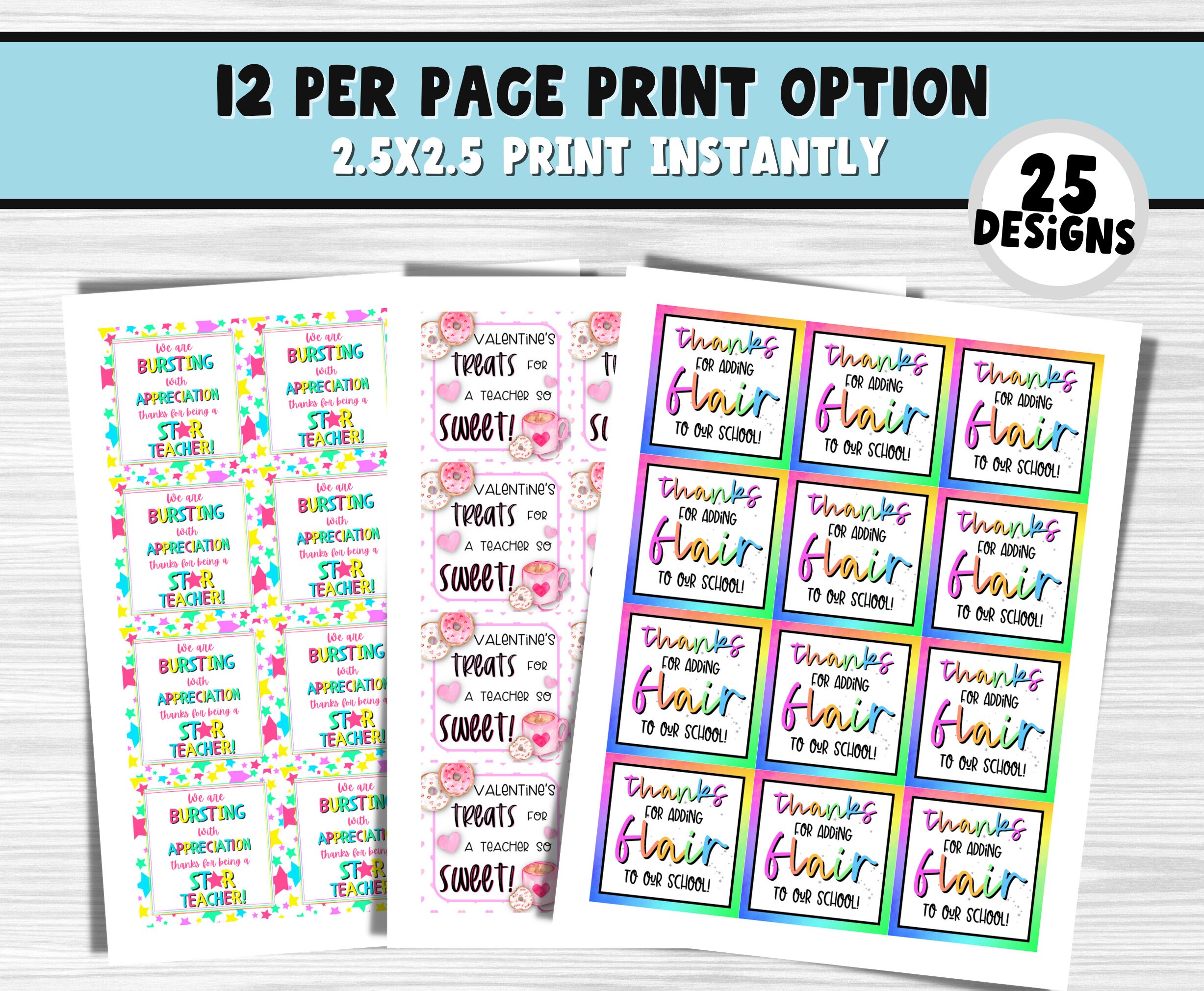 Teacher & School Staff Appreciation Printable Gift Tags | DIY School ...