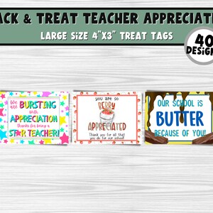 Snack & Candy TEACHER APPRECIATION Printable Tags | Large Size 4"x3 ...