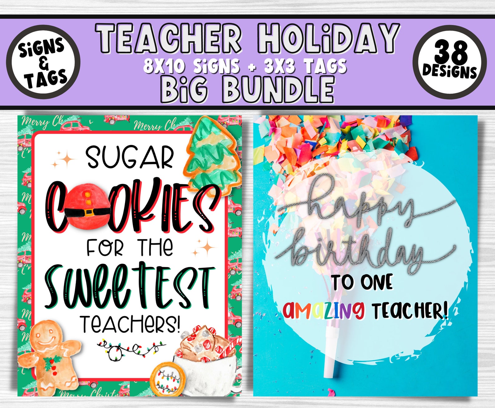 HOLIDAY TEACHER Appreciation Sign and Gift Tag Bundle - Etsy