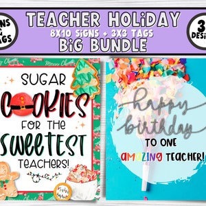 HOLIDAY TEACHER Appreciation Sign and Gift Tag Bundle - Etsy