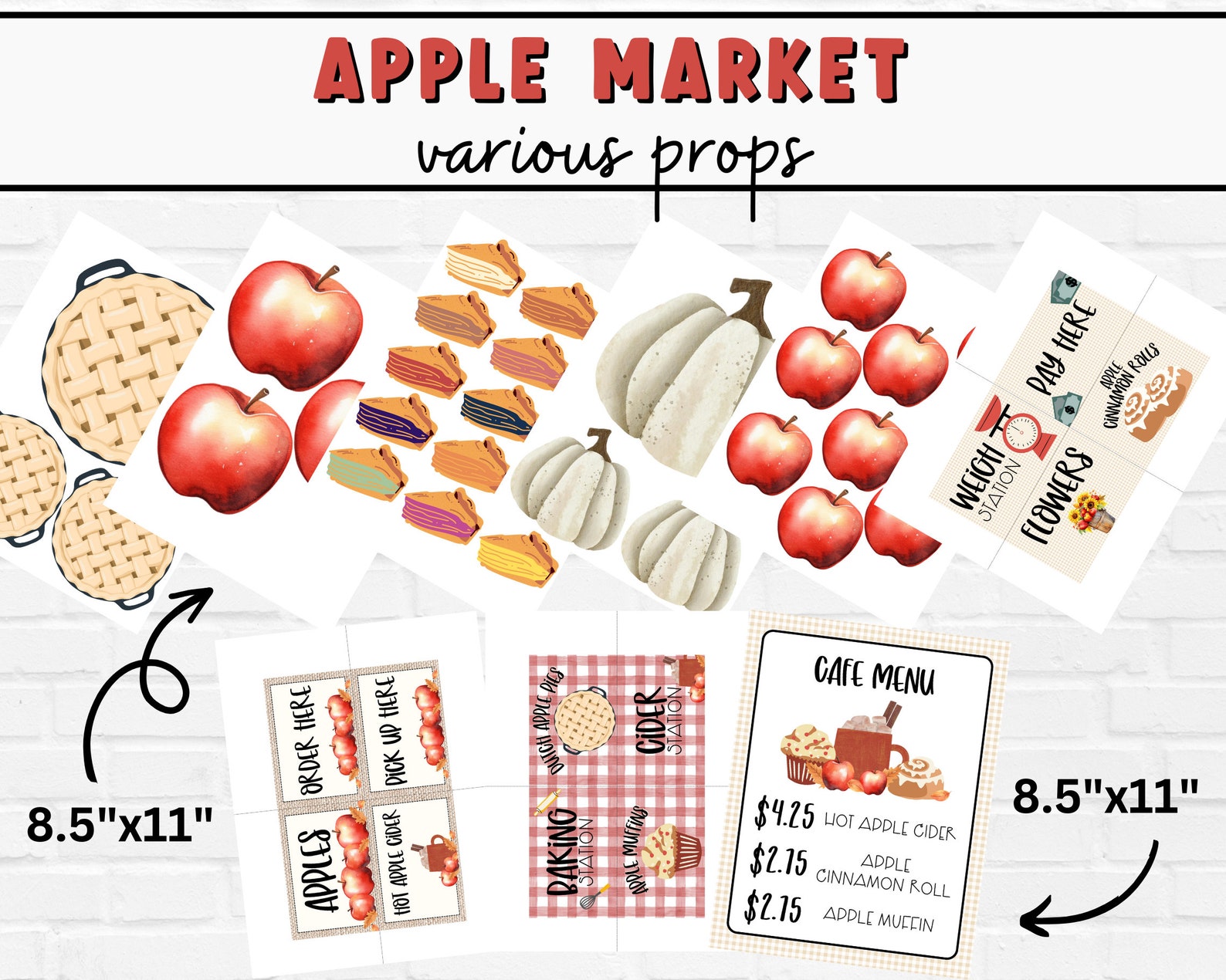 Pretend Play Apple Market Kit for Preschool | Dramatic Play Printable ...