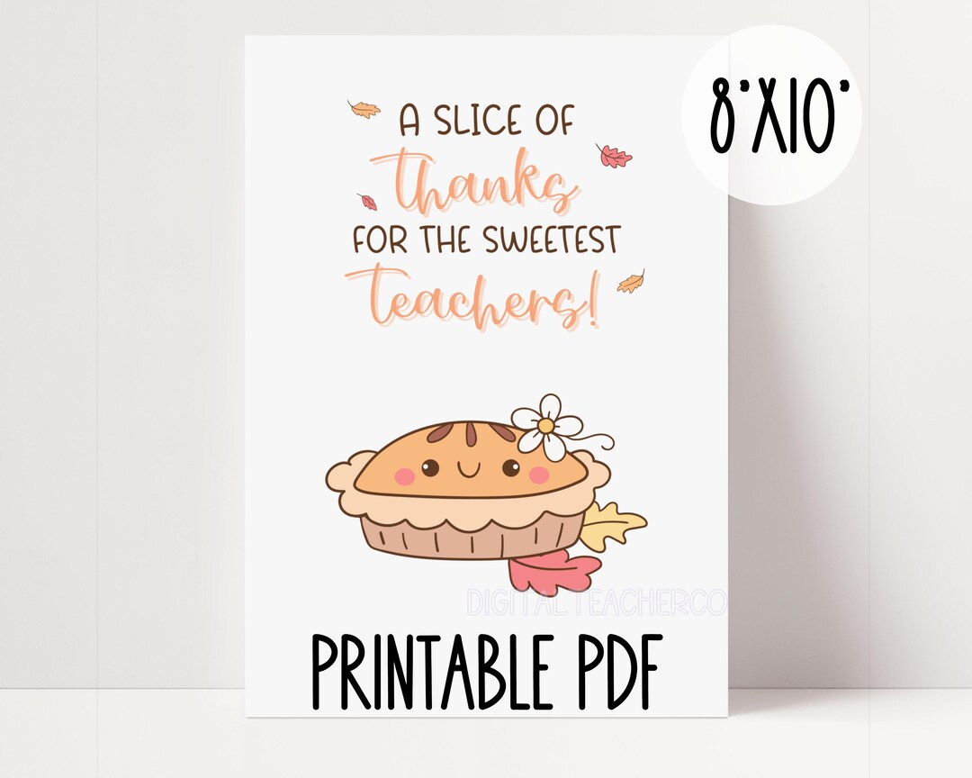 FALL Pie Teacher Appreciation Sign 8"x10" | Printable PDF | DIY Teacher ...