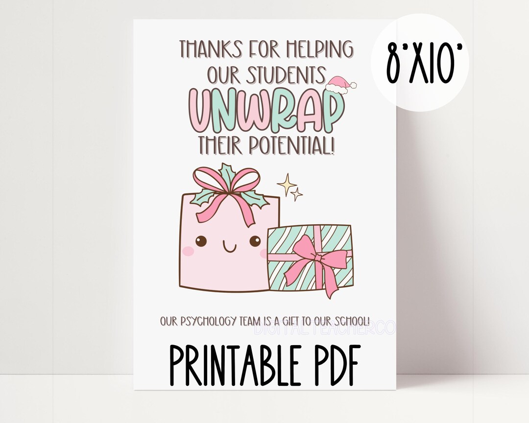 Holiday School Psychologist Appreciation Printable Sign | National ...