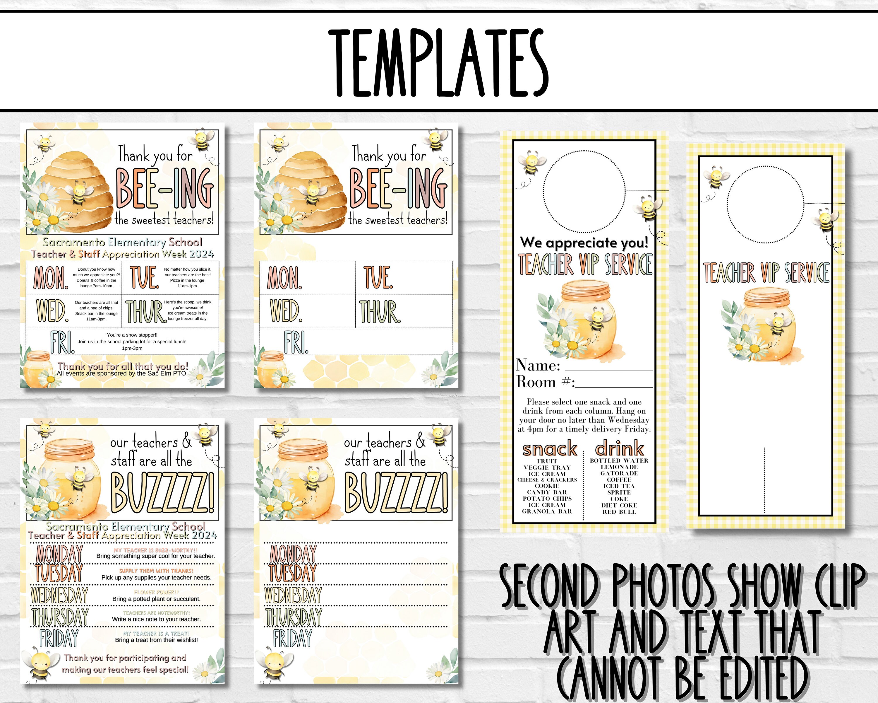 Honey Bee Theme Teacher Appreciation Week Itinerary & Printable Bundle ...