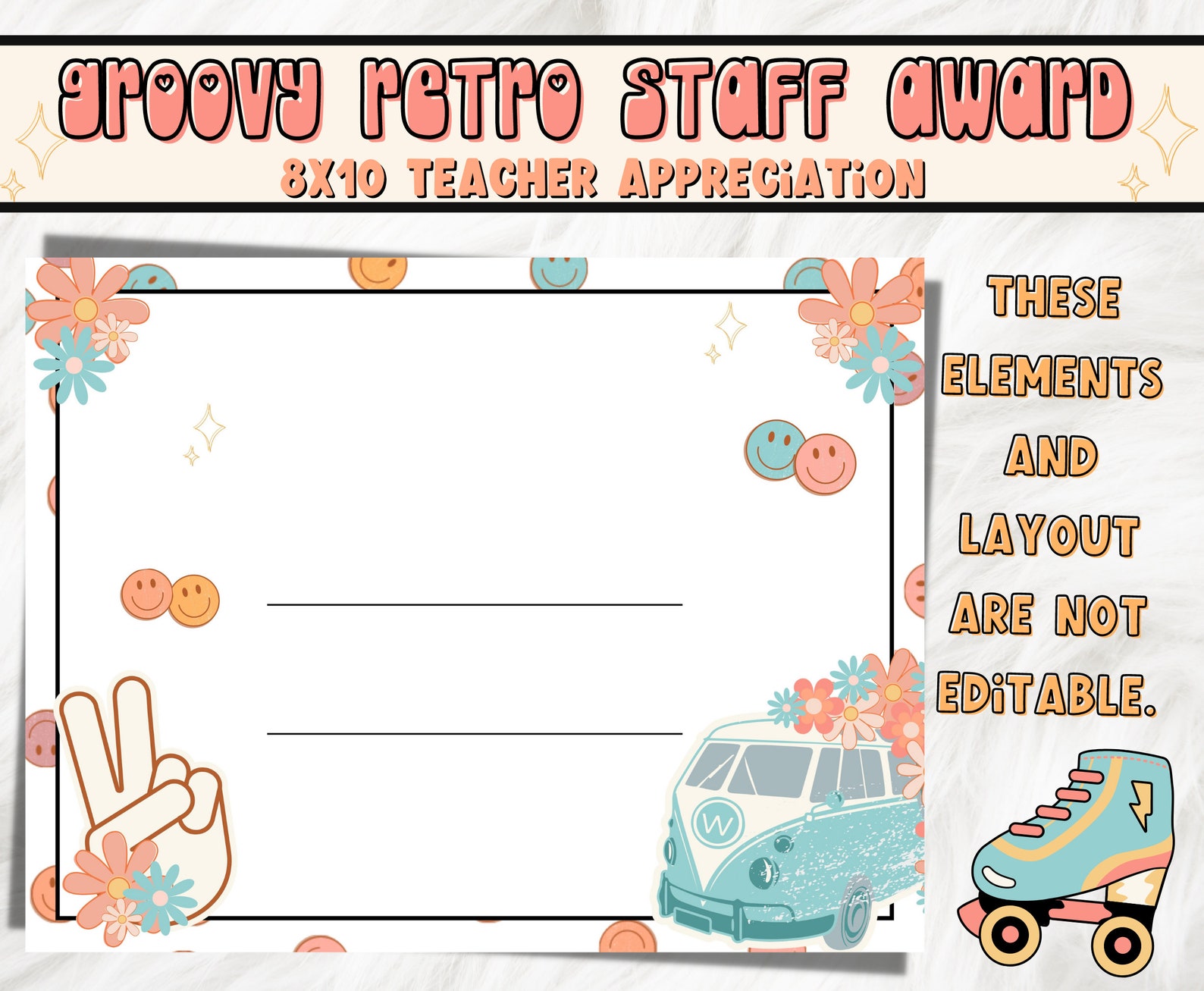 Groovy Retro Teacher Appreciation Editable Staff Award | Printable DIY ...