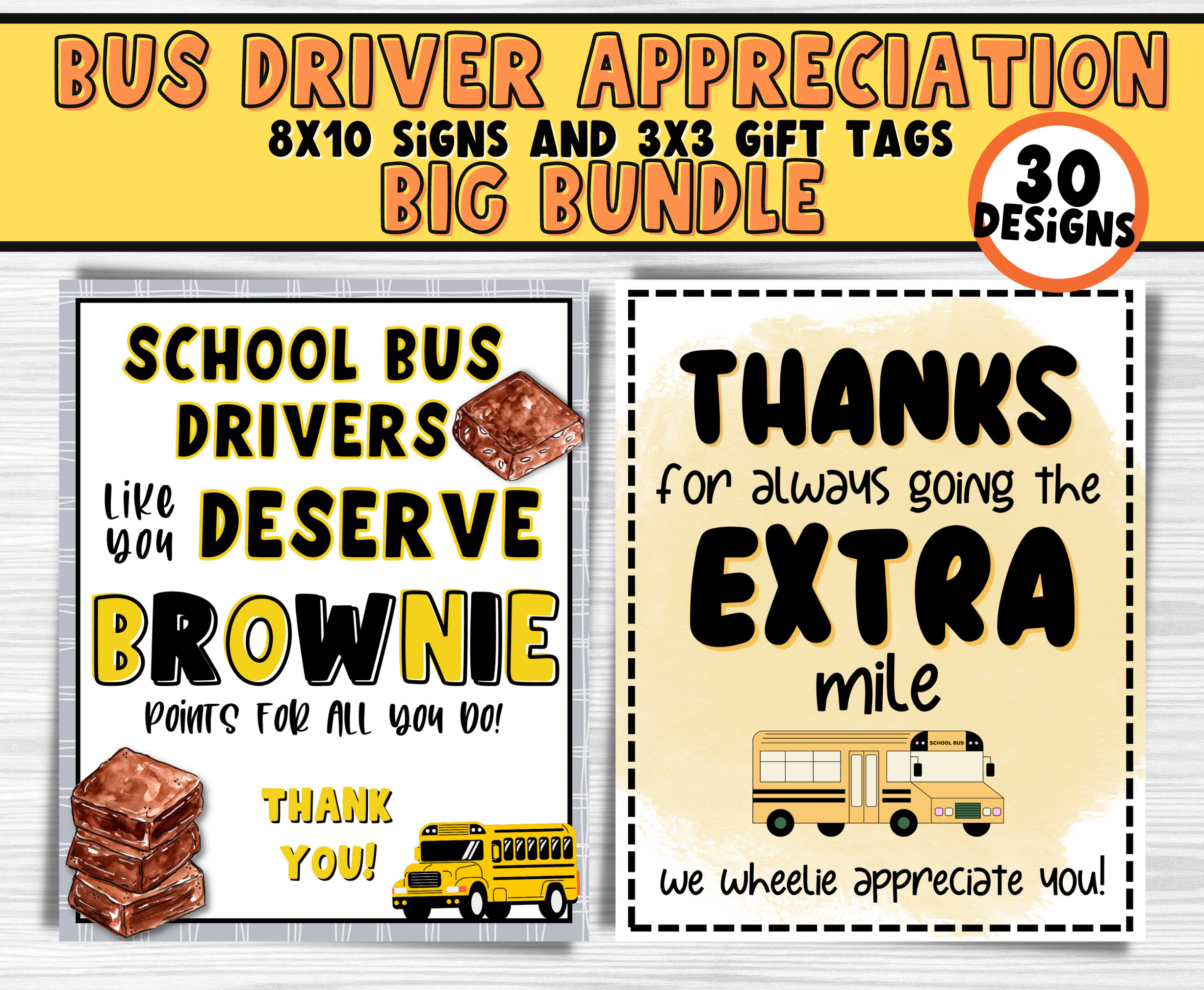 Bus Driver Appreciation Sign and Tag Bundle | Bus Driver Safety Week ...