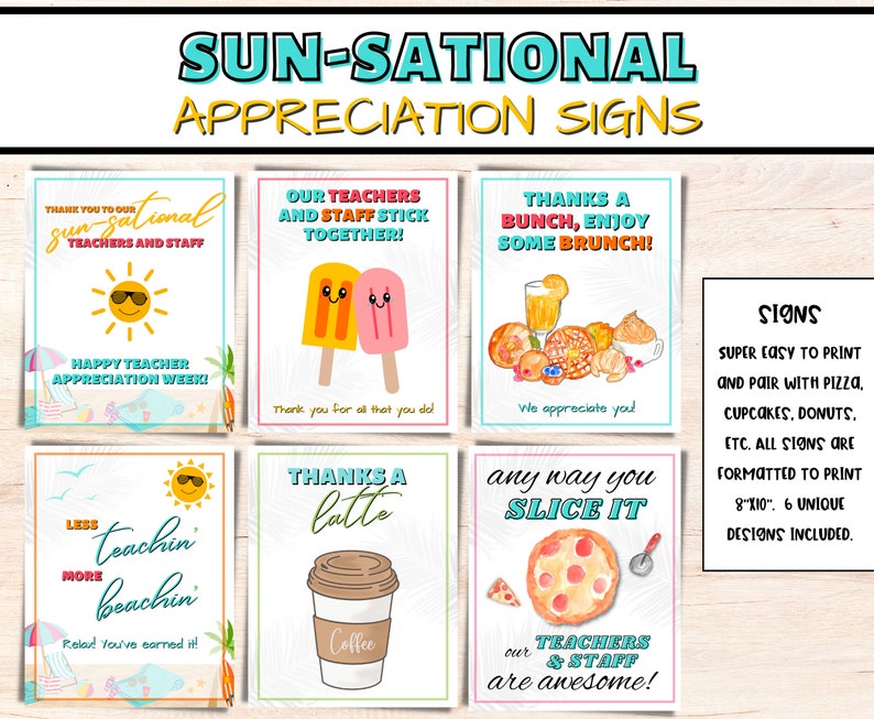 Editable Sun-sational Teacher Appreciation Week Printable Bundle ...