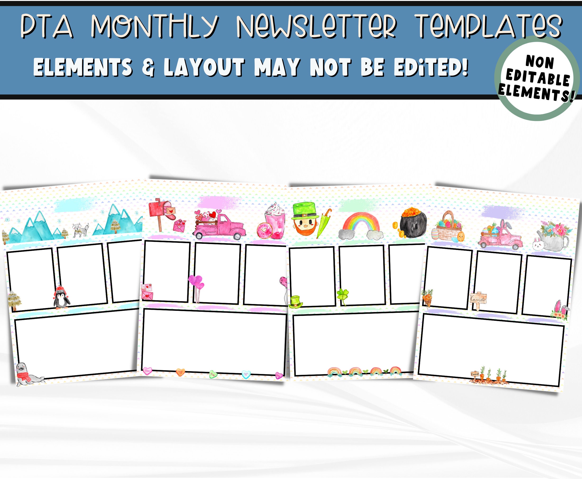 Yearly PTO/PTA Newsletter Editable Template for School. Parent Teacher ...