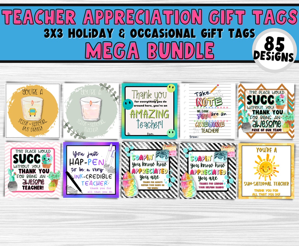 School STAFF & TEACHER Appreciation Gift Tag Bundle Printable Tags for ...