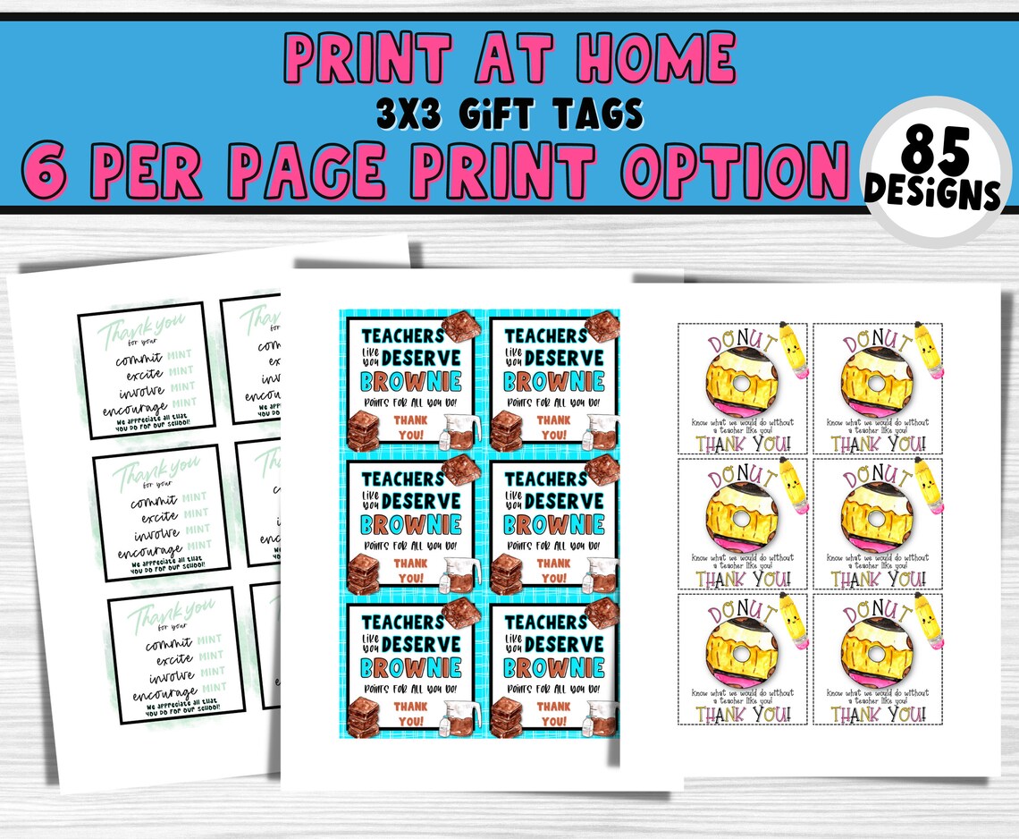 School STAFF & TEACHER Appreciation Gift Tag Bundle Printable Tags for ...