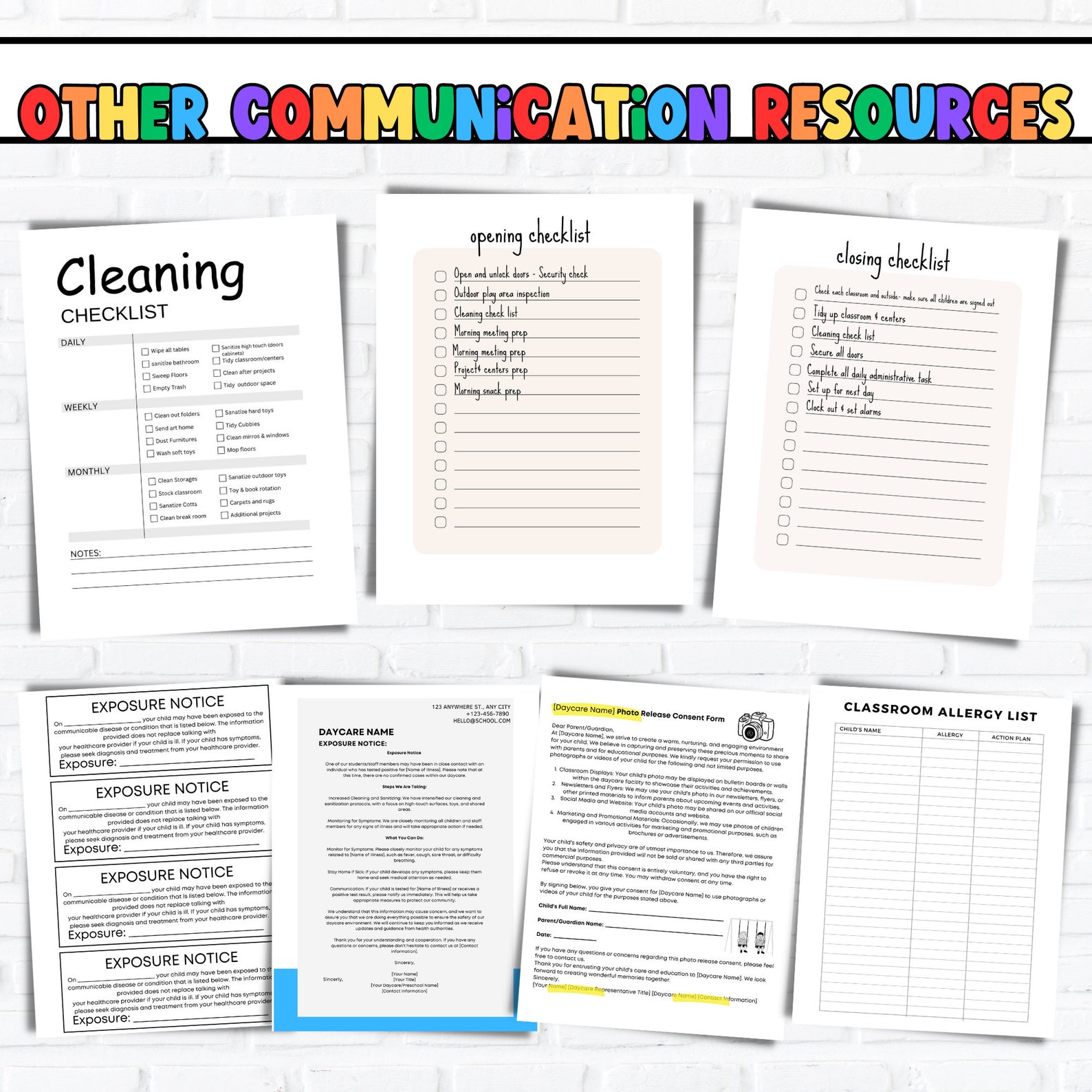 EDITABLE Daily Communication Daycare Forms and Templates Preschool ...