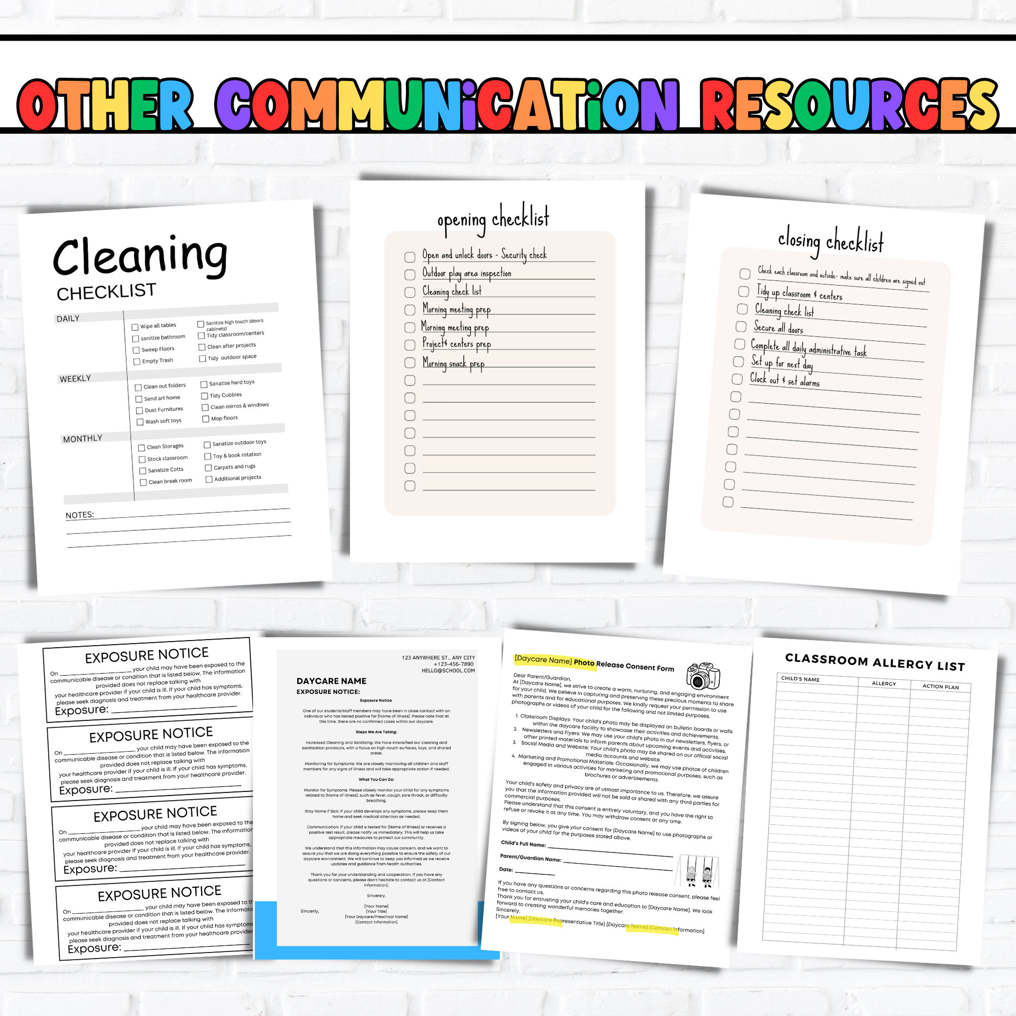 EDITABLE Daily Communication Daycare Forms and Templates Preschool ...