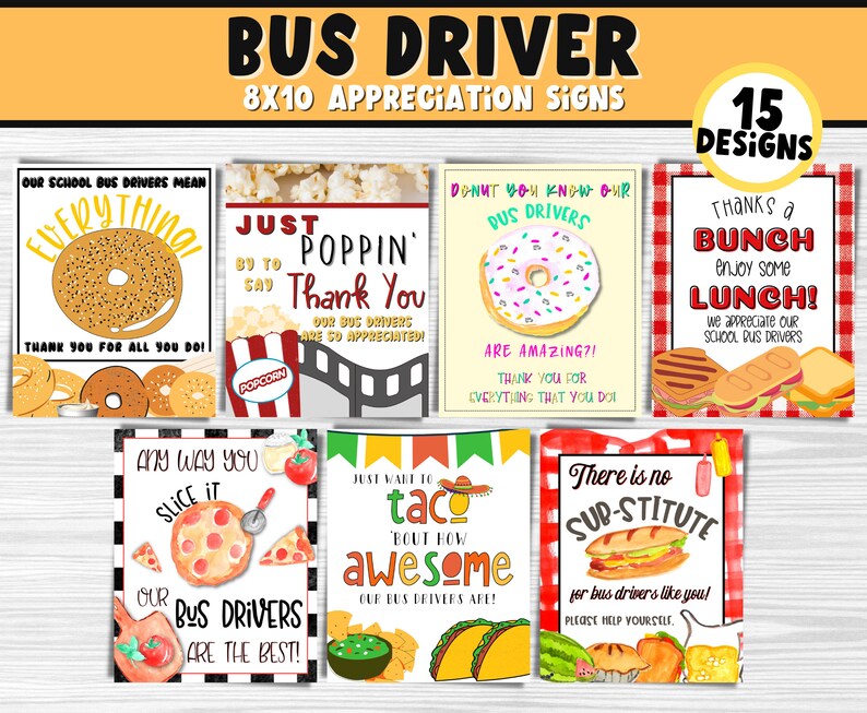 Bus Driver Appreciation Sign Bundle | Bus Driver Safety Week | Muffin ...