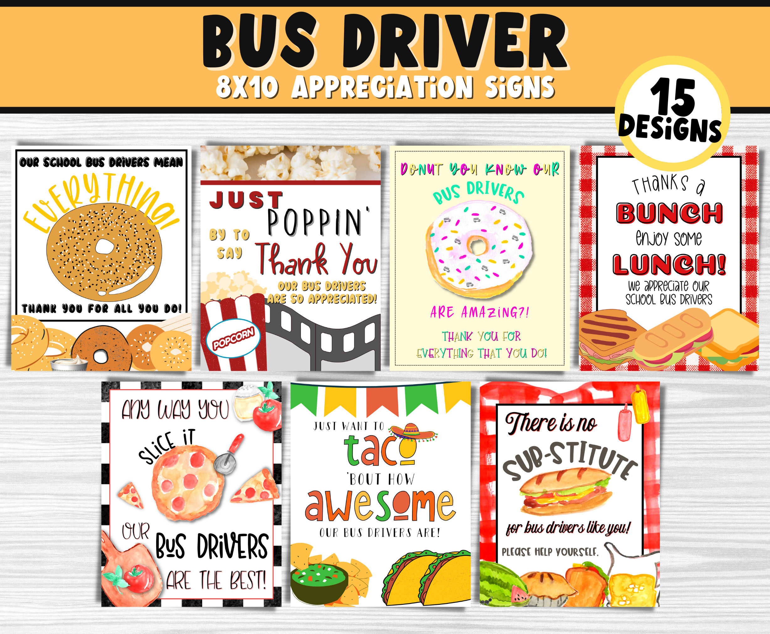 Bus Driver Appreciation Sign Bundle | Bus Driver Safety Week | Muffin ...