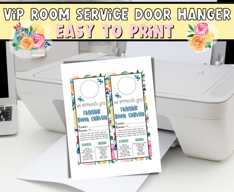 Teacher Appreciation Editable Door Hanger VIP Room Service | Printable ...