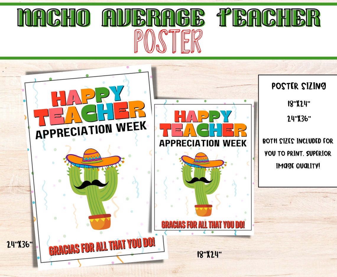 Editable Nacho Average Fiesta Teacher Appreciation Week Printable ...
