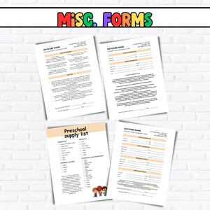 EDITABLE Essential Enrollment Daycare Forms and Templates | Preschool ...