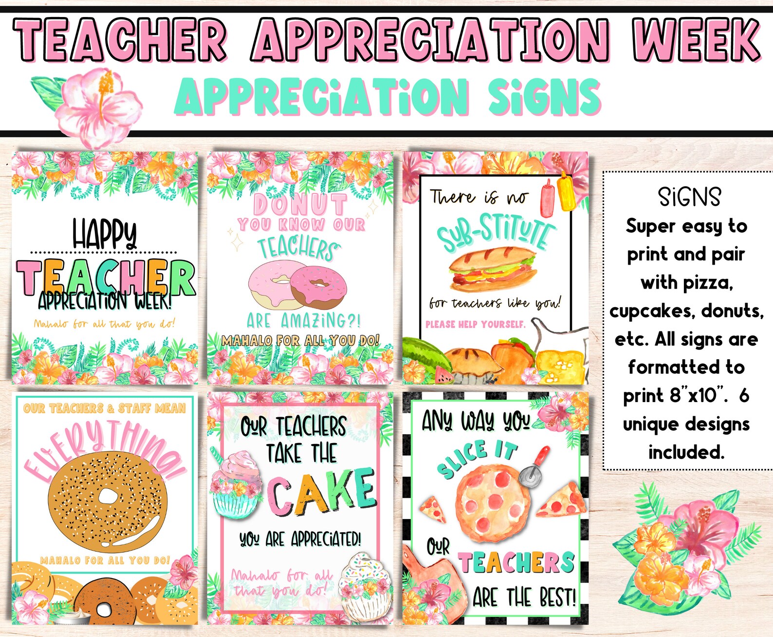 Mahalo Teacher Appreciation Week Printable Editable Hawaiian Theme ...