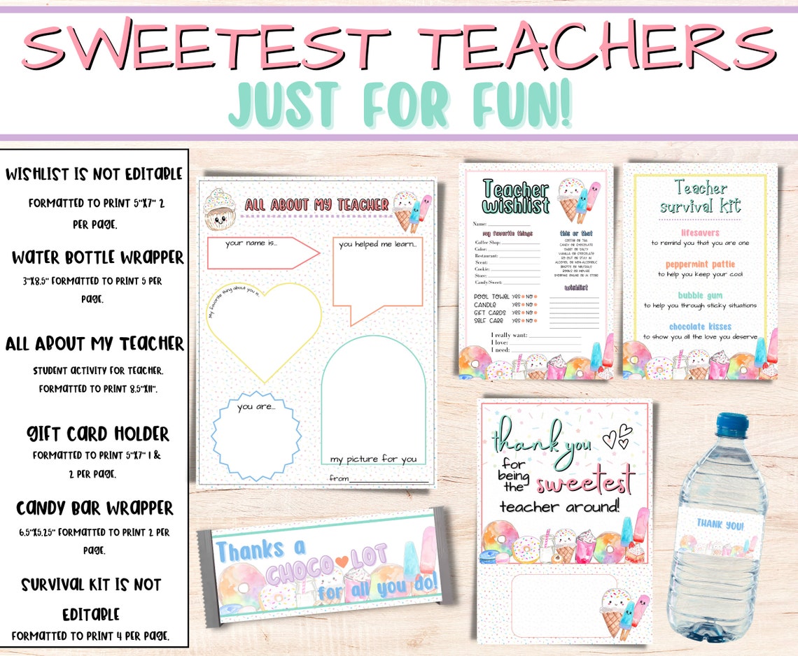 Sweet Treat Themed Teacher Appreciation Week Itinerary & Printable ...