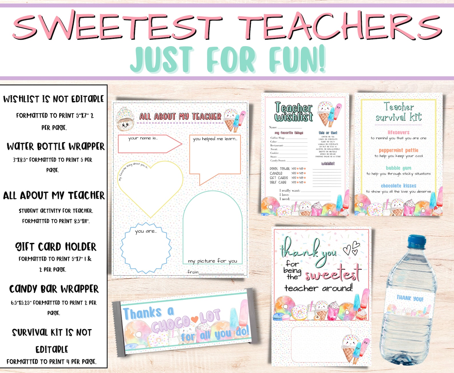 Sweet Treat Themed Teacher Appreciation Week Itinerary & Printable ...