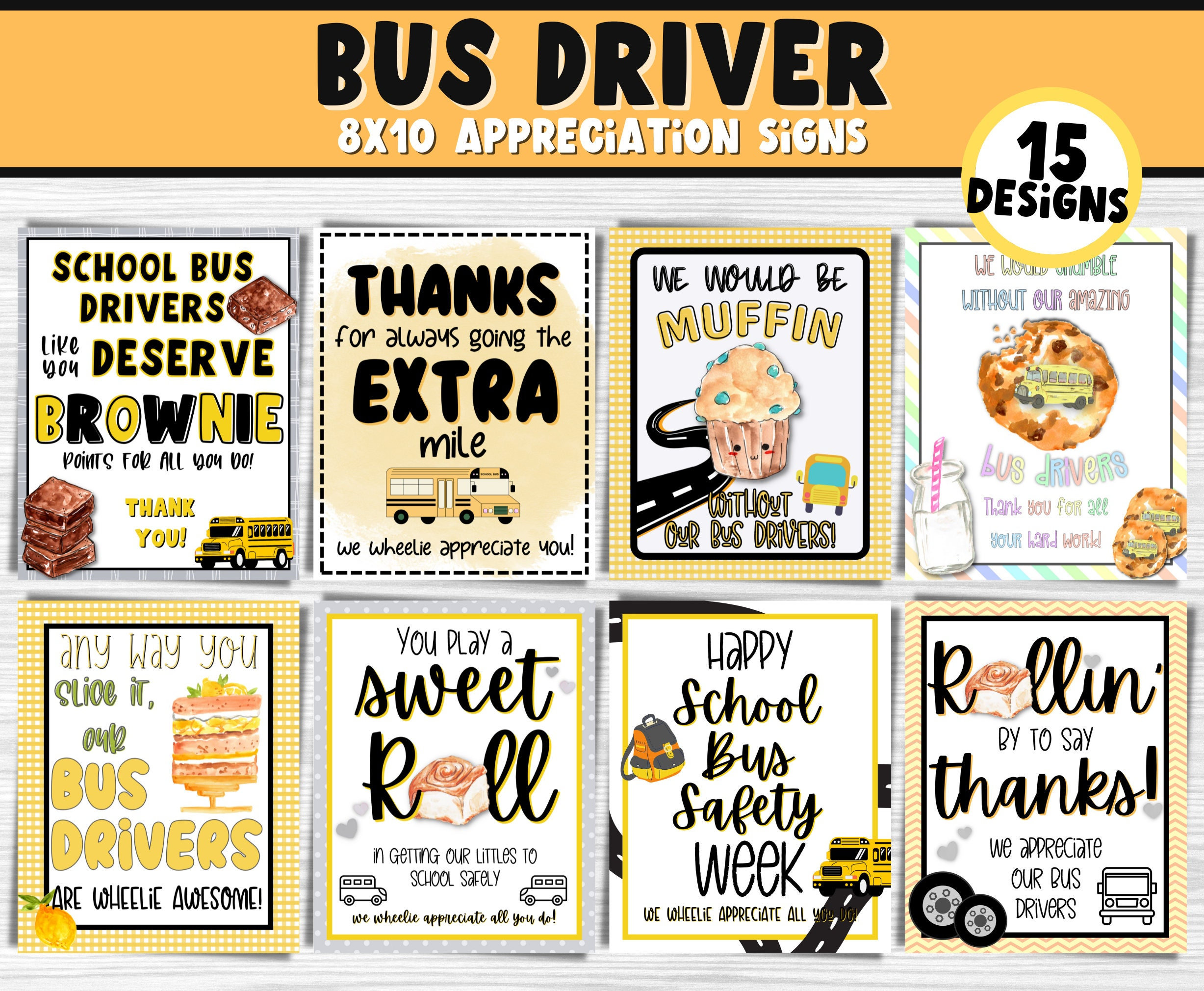 Bus Driver Appreciation Sign Bundle | Bus Driver Safety Week | Muffin ...