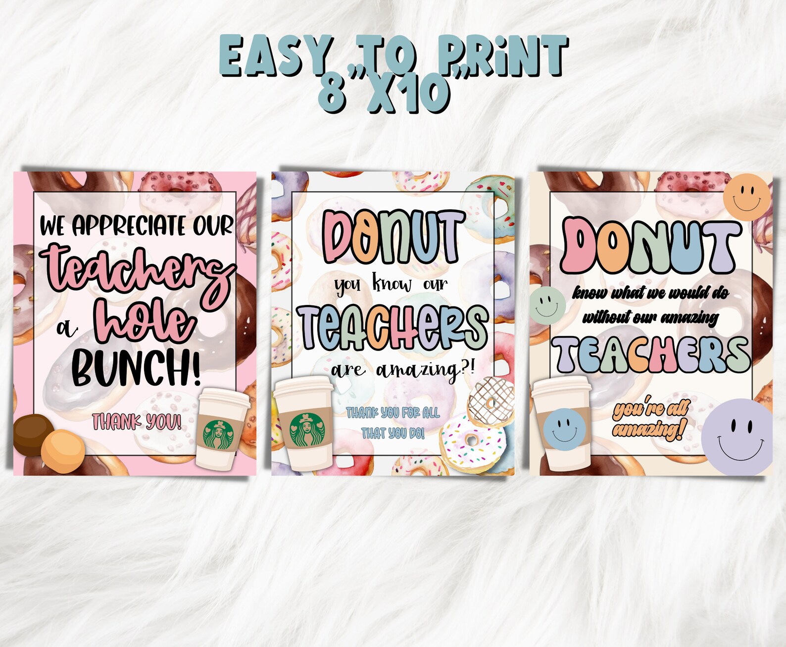 Retro Donut Signs for Teacher Appreciation Printable Donut Sign Easy ...
