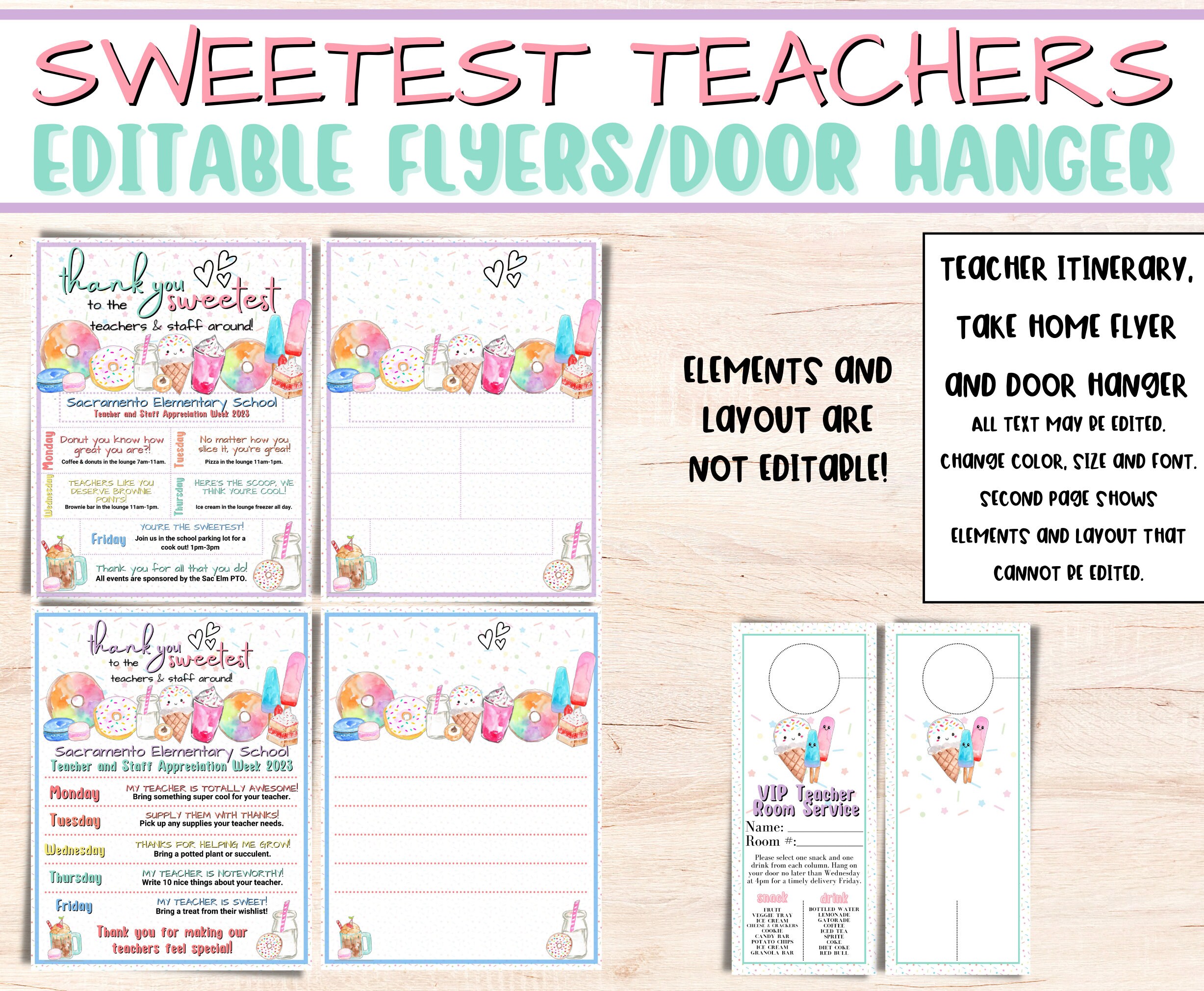 Sweet Treat Themed Teacher Appreciation Week Itinerary & Printable ...