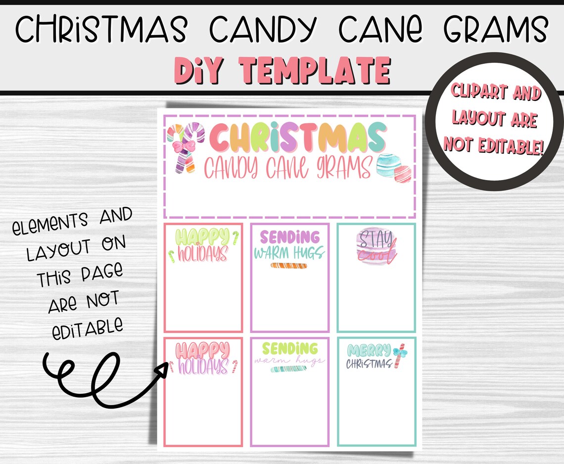 Candy Cane Gram School Fundraiser Flyer for PTA PTO Christmas Events ...