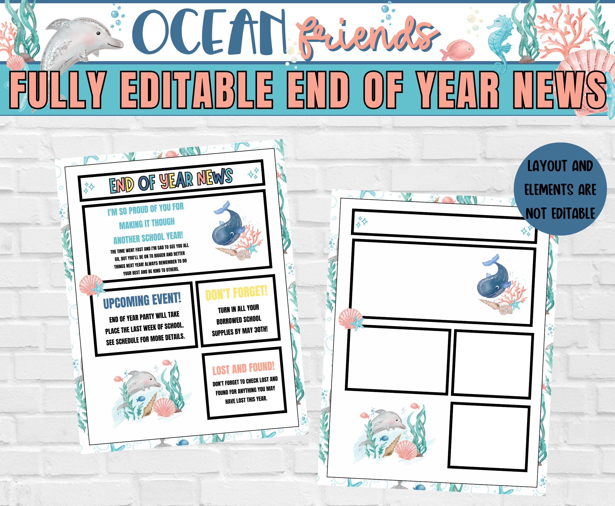 Ocean Theme End of School Year Kit | Teacher Kit | Preschool Diploma ...