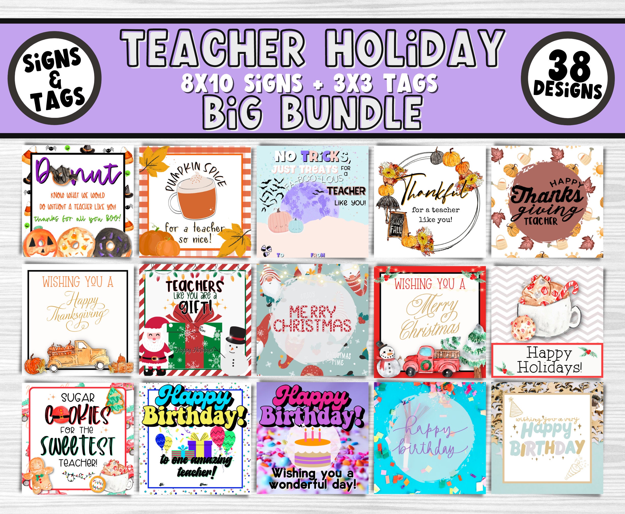 HOLIDAY TEACHER Appreciation Sign and Gift Tag Bundle - Etsy