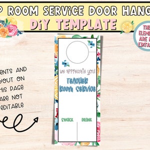 Teacher Appreciation Editable Door Hanger VIP Room Service | Printable ...