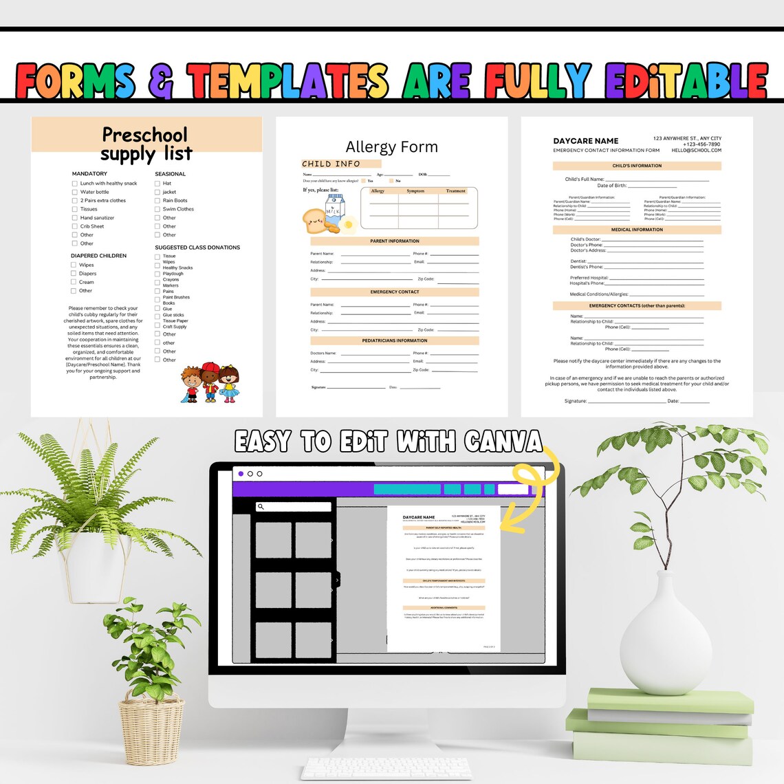 EDITABLE Essential Enrollment Daycare Forms and Templates | Preschool ...
