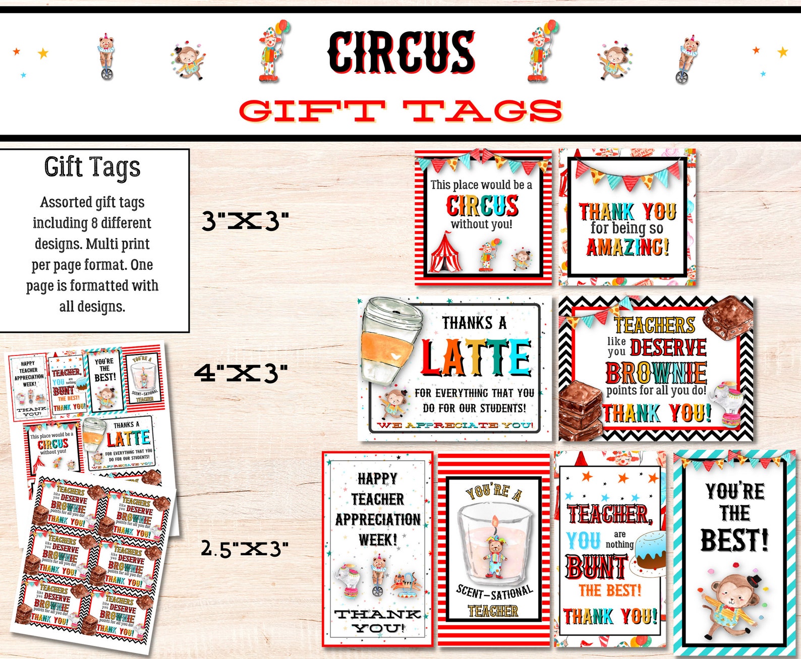 Circus Teacher Appreciation Week Printable Editable Themed - Etsy