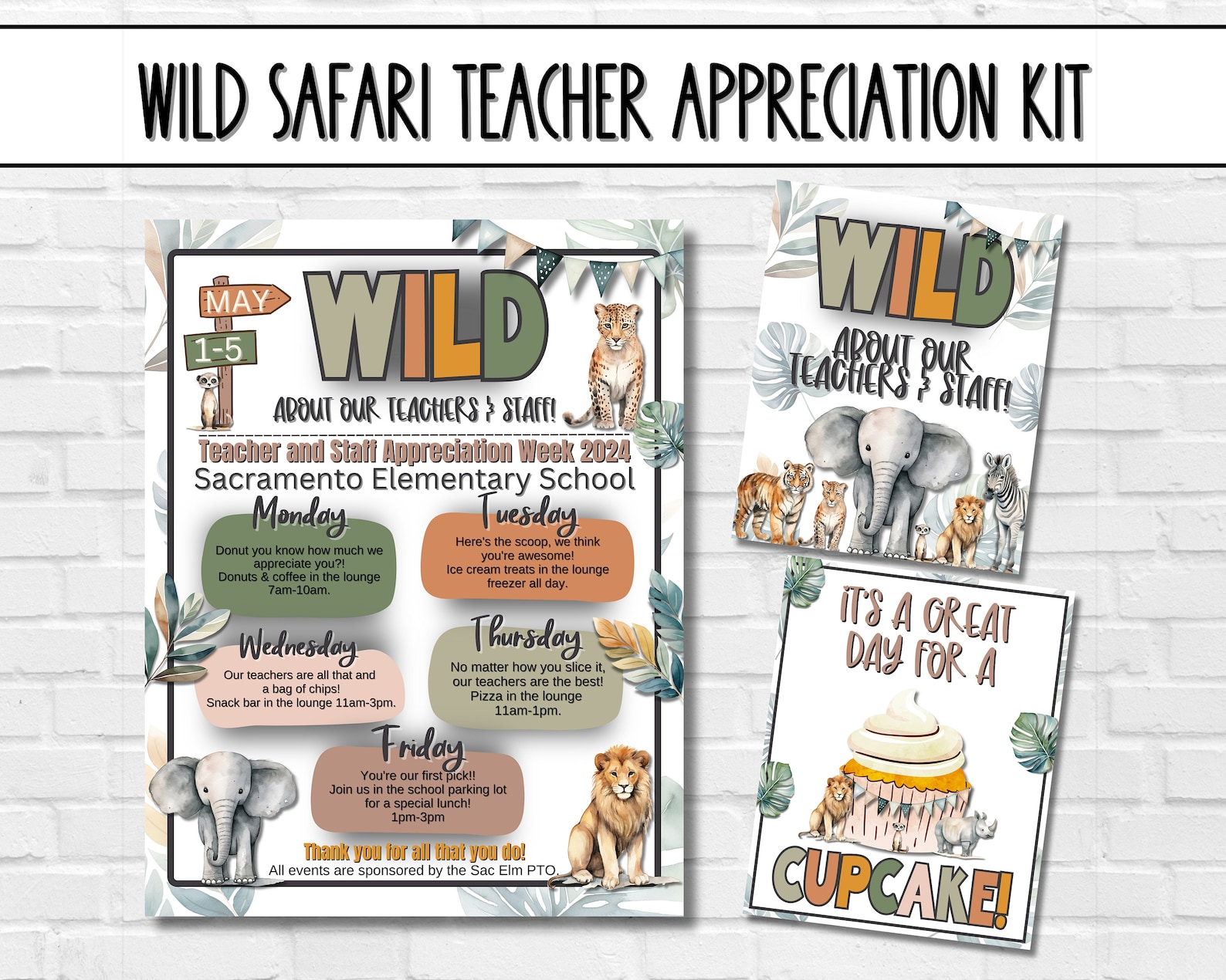 Wild Safari Teacher Appreciation Week Itinerary & Printable Bundle ...