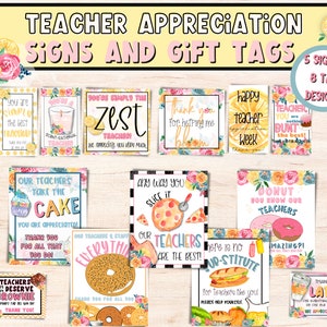 Teacher Appreciation Sign and Gift Tag Bundle | Printable DIY Grow ...
