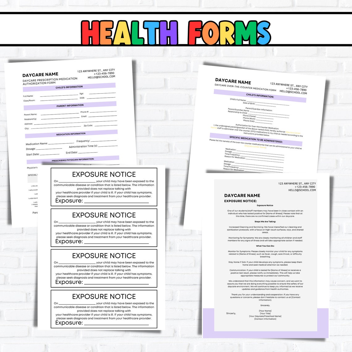 EDITABLE Essential Business Daycare Forms and Templates Preschool Forms ...