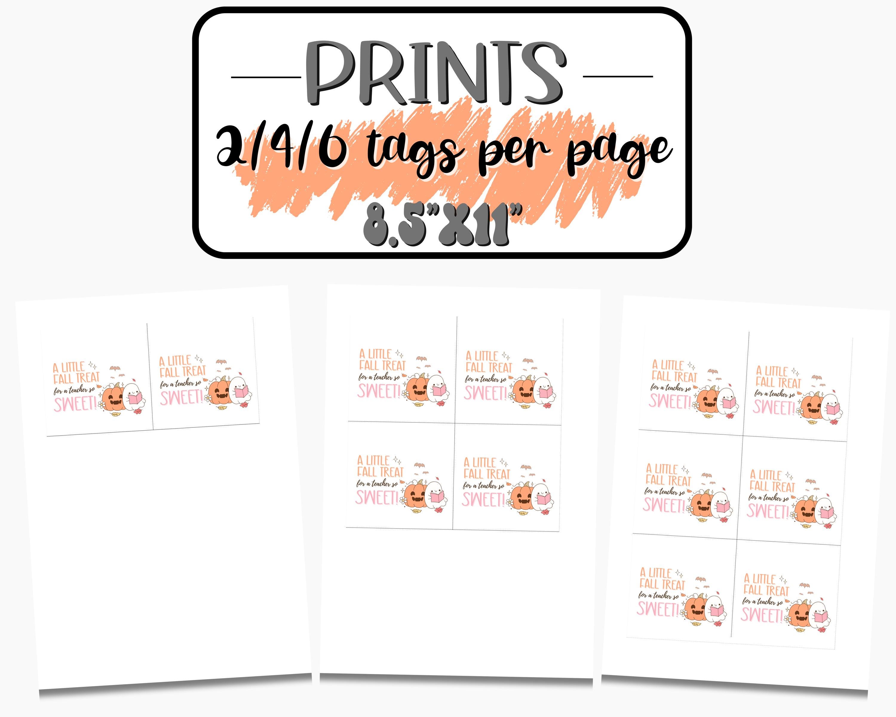 Printable Fall TREAT Teacher Gift Tag | Halloween Classroom Favor ...