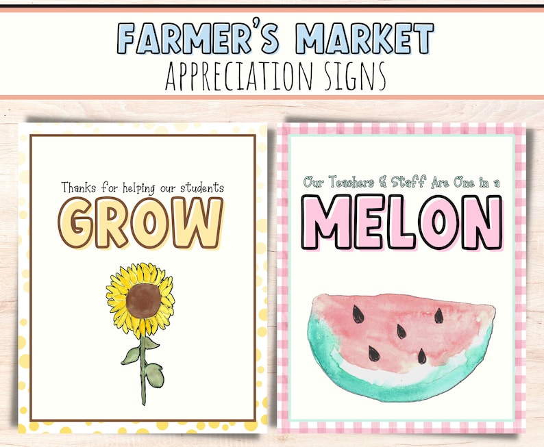 Farmer's Market Teacher Appreciation Sign Bundle | Printable DIY ...