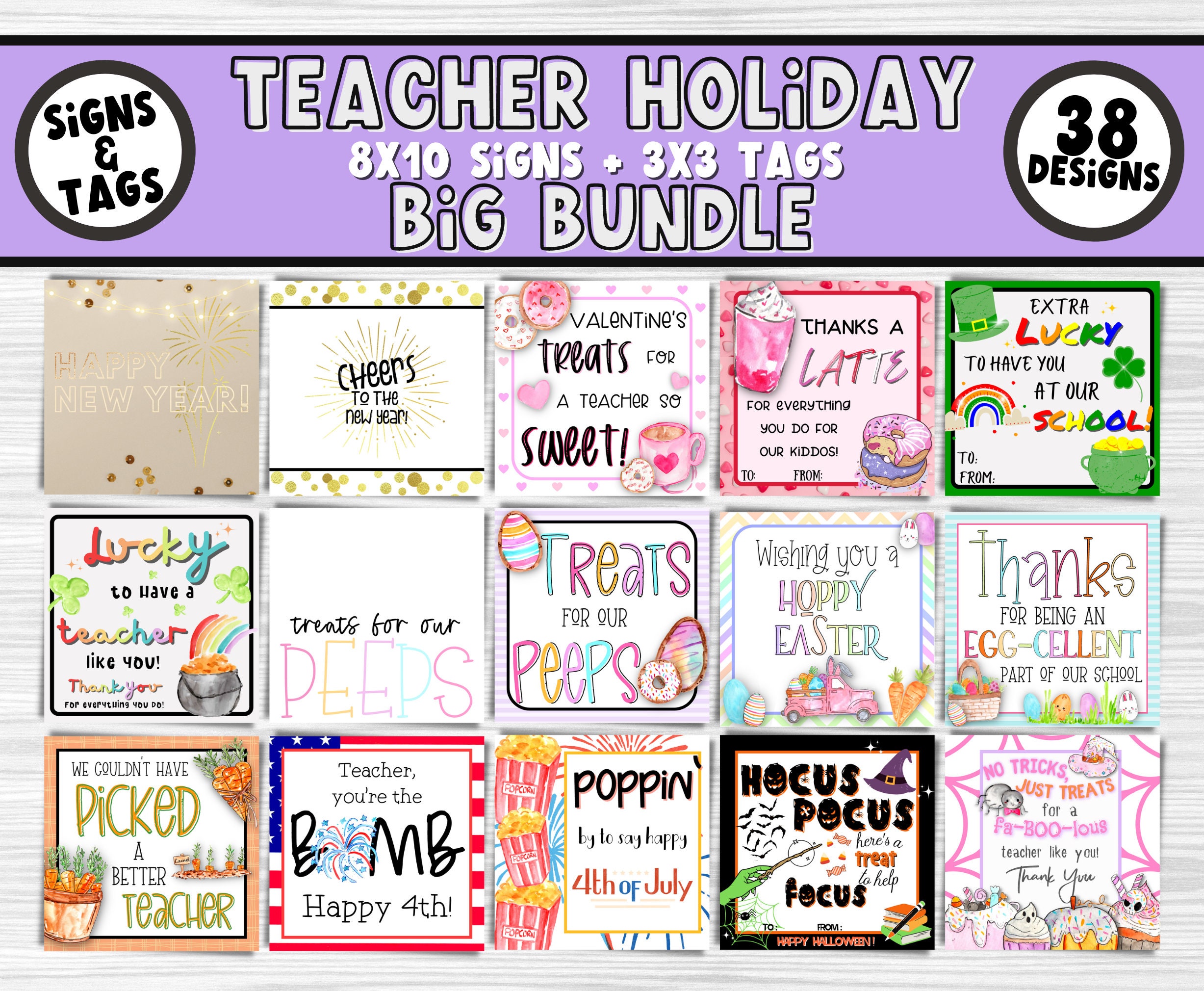 HOLIDAY TEACHER Appreciation Sign and Gift Tag Bundle - Etsy