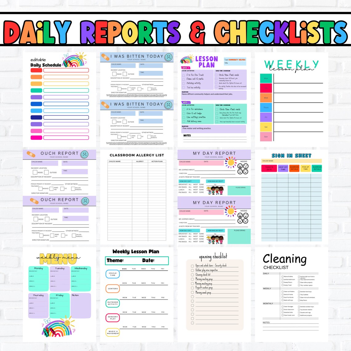 EDITABLE Daycare Forms and Templates Starter Bundle Preschool Forms and ...