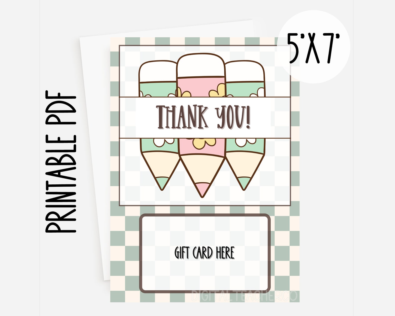 Thank You Teacher Gift Card Printable Teacher Appreciation Instant ...
